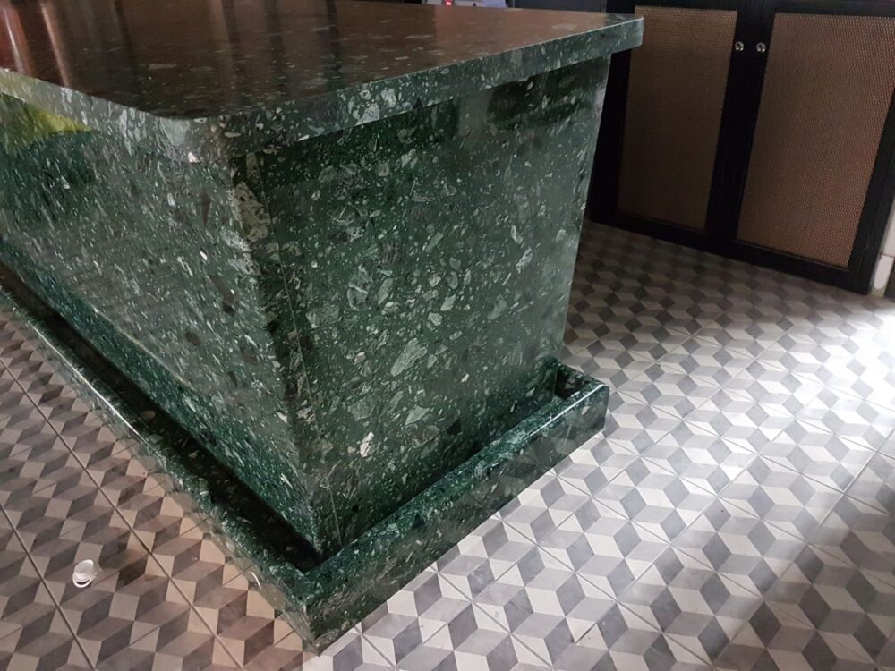 Conglomerate countertop and cladding for Record Hall - Diespeker & Co